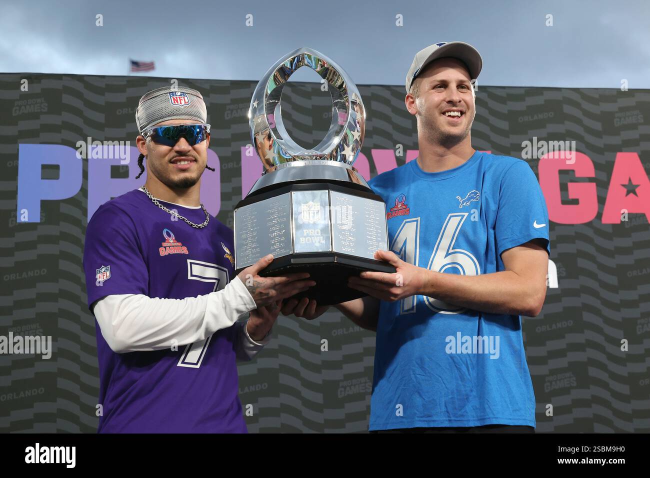 Offensive MVP Detroit Lions Jared Goff and defensive MVP Minnesota ...