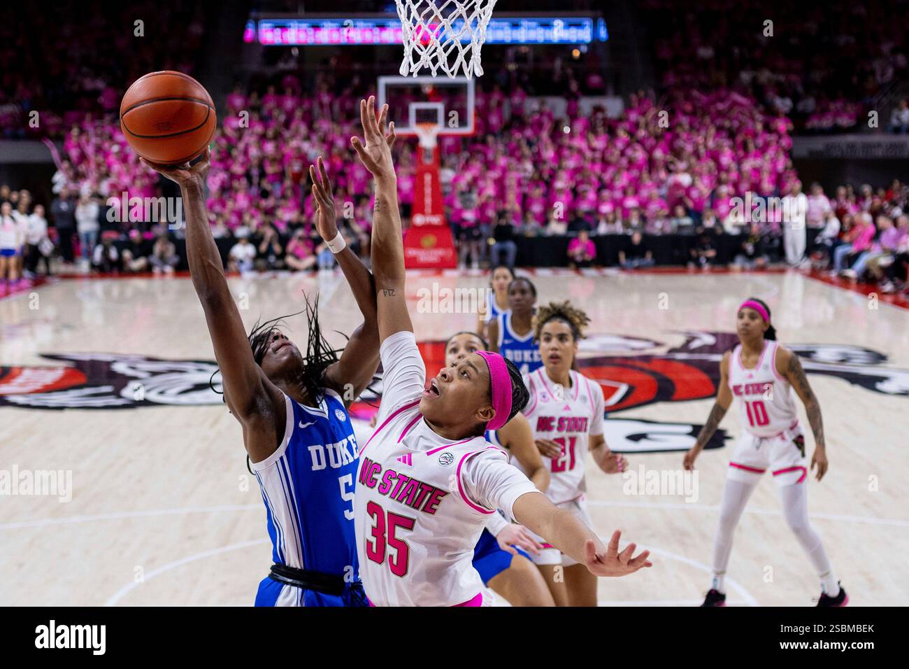 February 3, 2025: Duke guard Oluchi Okananwa (5) shoots on NC State ...
