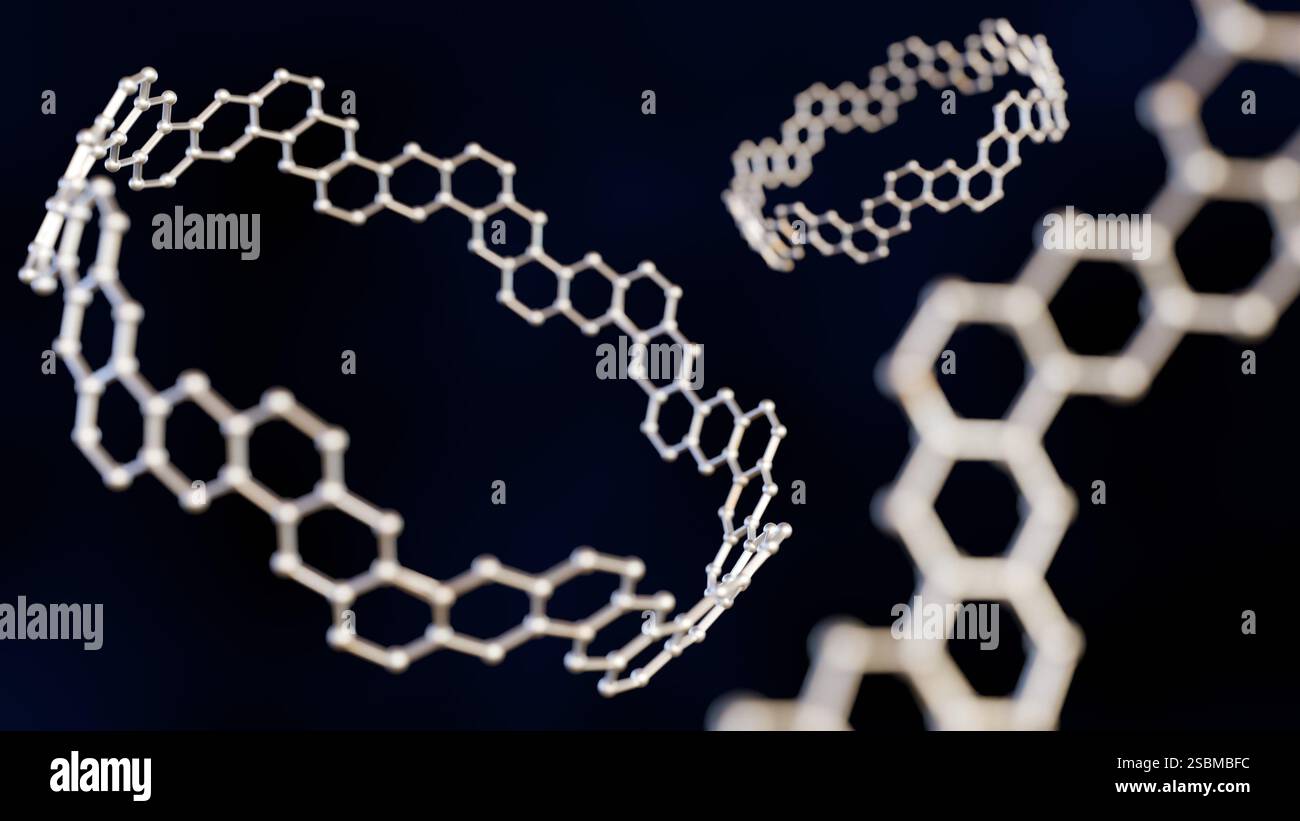 3D rendering of nanobelt structure. The type of nanomaterial with a ...
