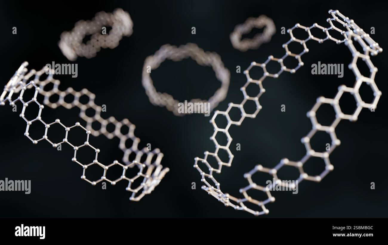 3D rendering of nanobelt structure. The type of nanomaterial with a ...