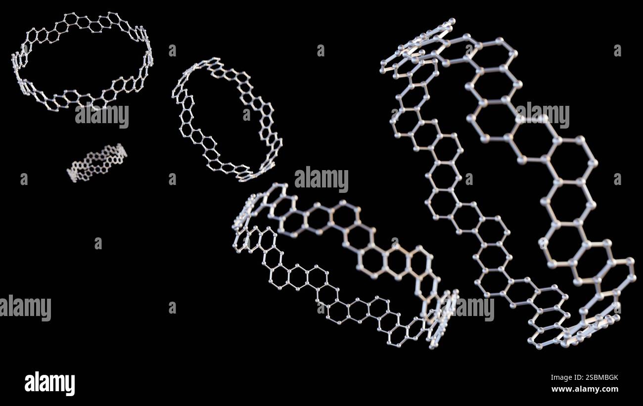 3D rendering of nanobelt structure. The type of nanomaterial with a ...