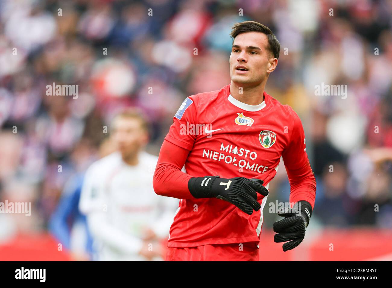 Zabrze, Poland. 02nd Feb, 2025. Kewin Komar of Puszcza Niepolomice seen ...