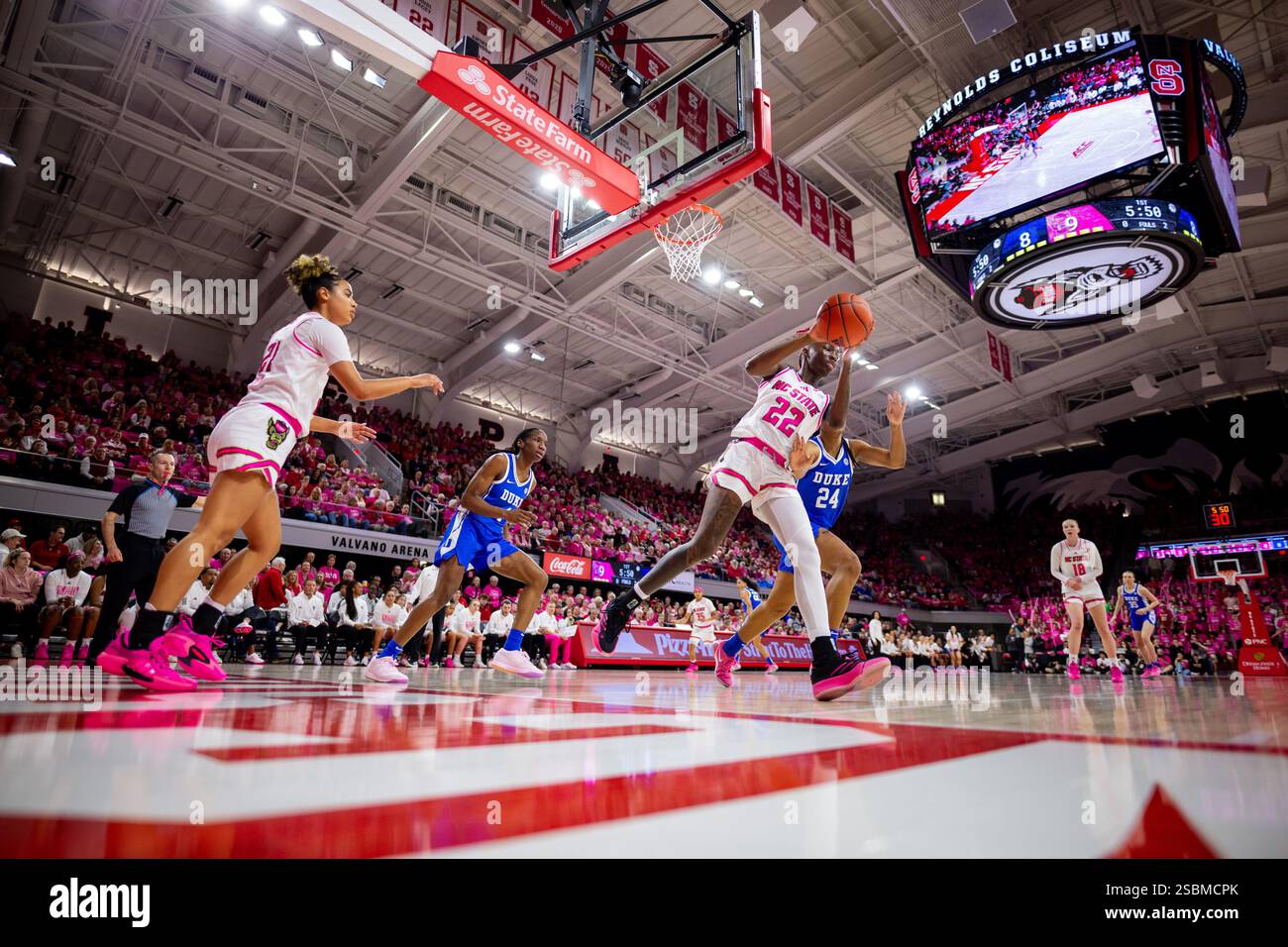 Raleigh, NC, USA. 3rd Feb, 2025. NC State guard Saniya Rivers (22) gets ...