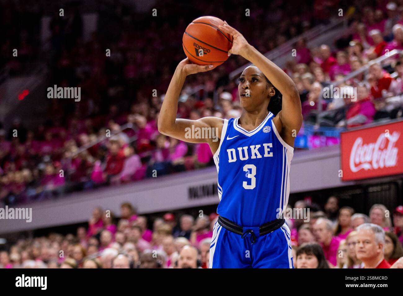 Raleigh, NC, USA. 3rd Feb, 2025. Duke guard Ashlon Jackson (3) shoots ...