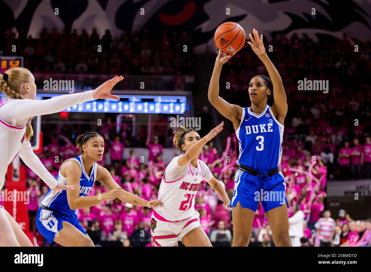 February 3, 2025: Duke guard Ashlon Jackson (3) shoots against NC State ...