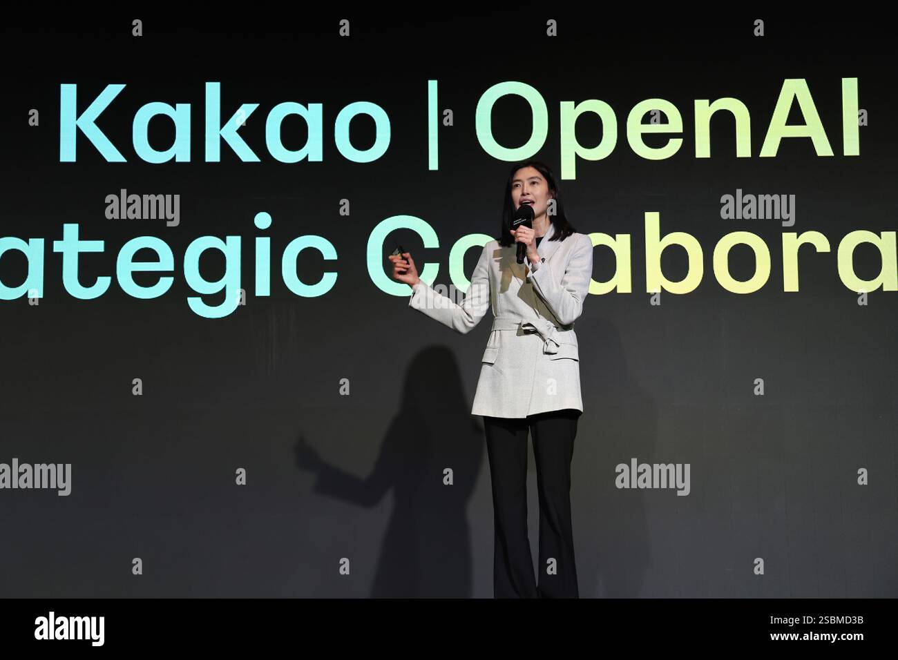 04th Feb, 2025. Kakao-OpenAI partnership Chung Shin-a, chief of South Korean tech giant Kakao ...