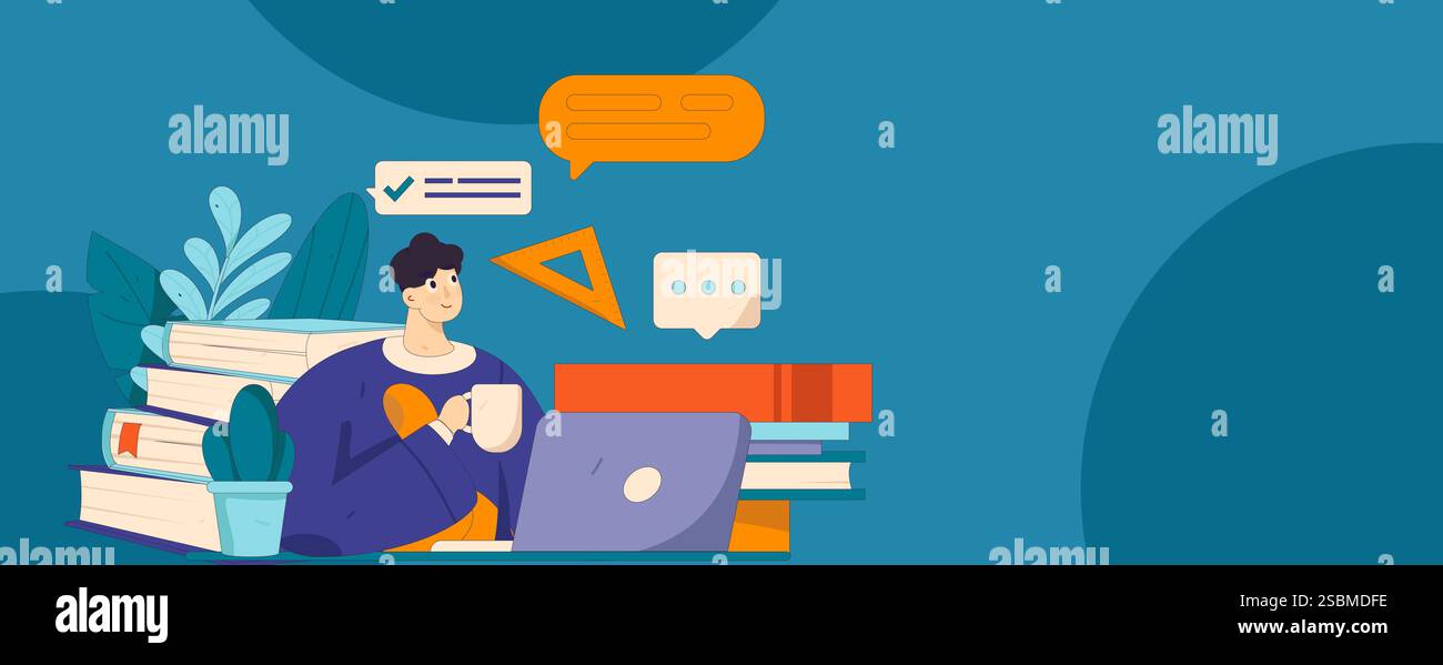 Education and learning people flat vector concept hand drawn ...