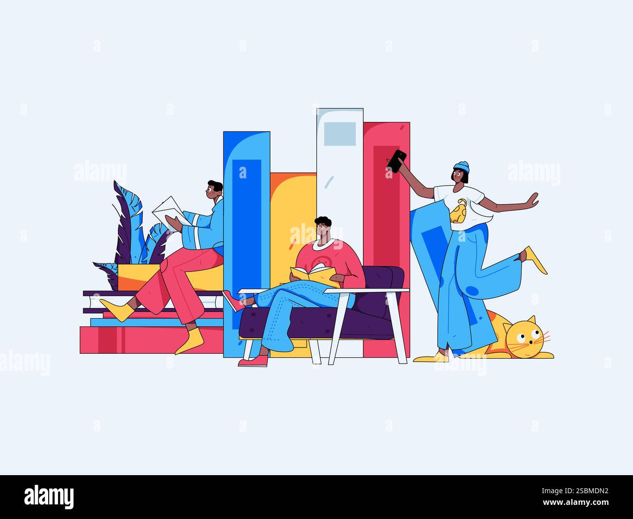 Education and learning people flat vector concept hand drawn ...