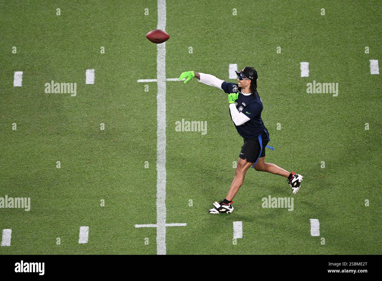 NFC receiver Jaxon Smith-Njigba, of the Seattle Seahawks, throws a pass ...