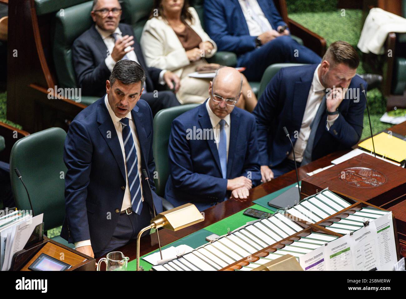 Victorian Opposition Leader Brad Battin (left) speaks during Question ...