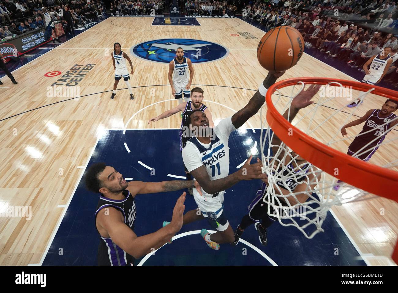 Minnesota Timberwolves center Naz Reid (11) goes up to shoot as ...