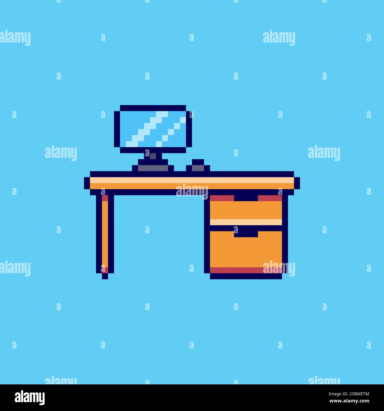 Pixel art Computer Desk game asset design Stock Vector Image & Art - Alamy
