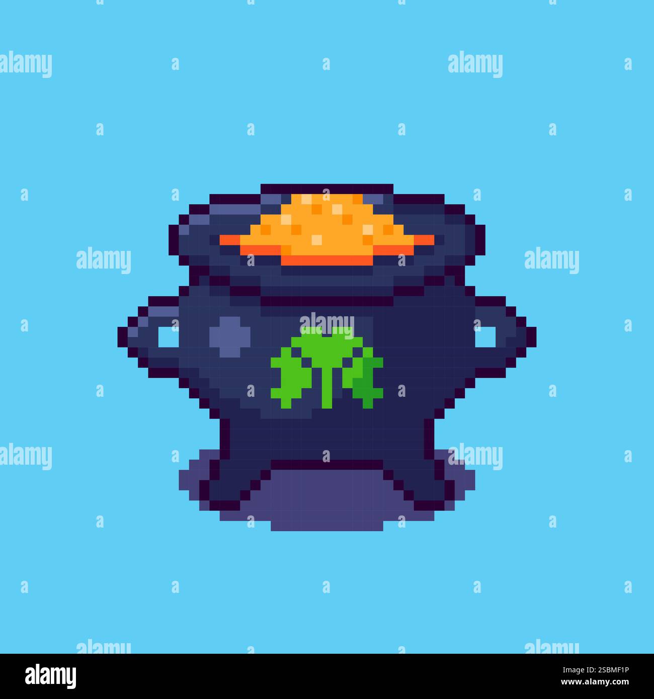 Pixel art Pot with Clover for St Patricks Day game asset design Stock ...