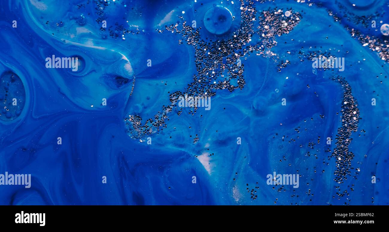 Oil pigment. Bubble paint. Blue violet art emulsion mix layer flow ...