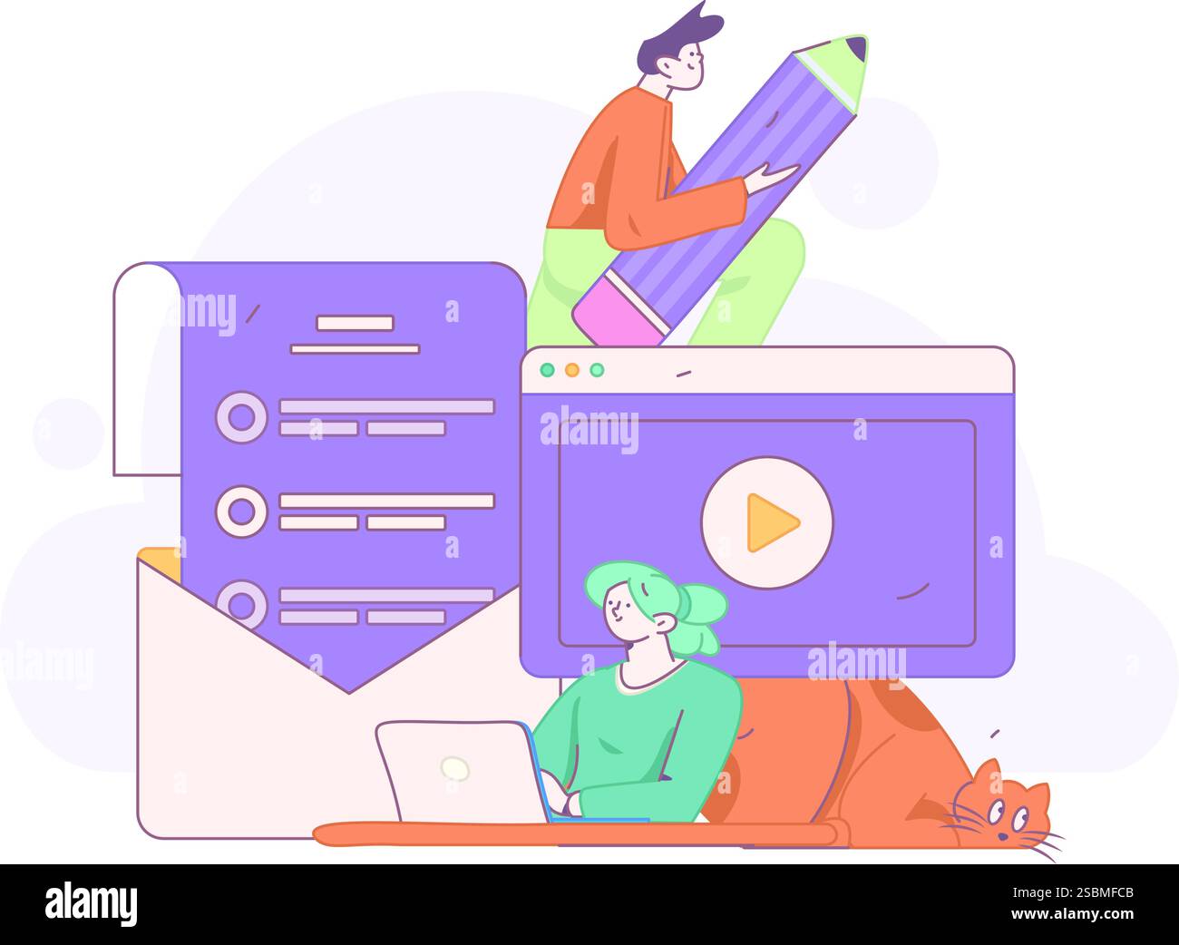 Education and learning people flat vector concept hand drawn ...