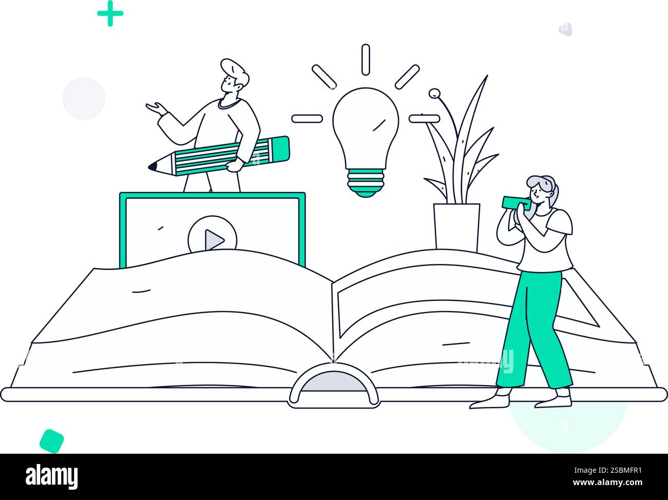 Education and learning people flat vector concept hand drawn ...
