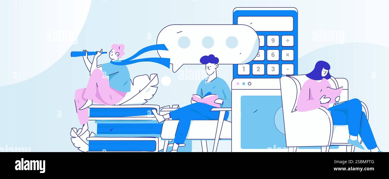 Education and learning people flat vector concept hand drawn ...