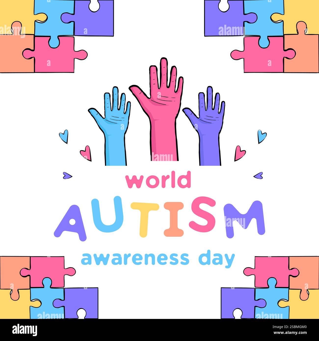 world autism awareness day illustration in hand drawn style Stock ...