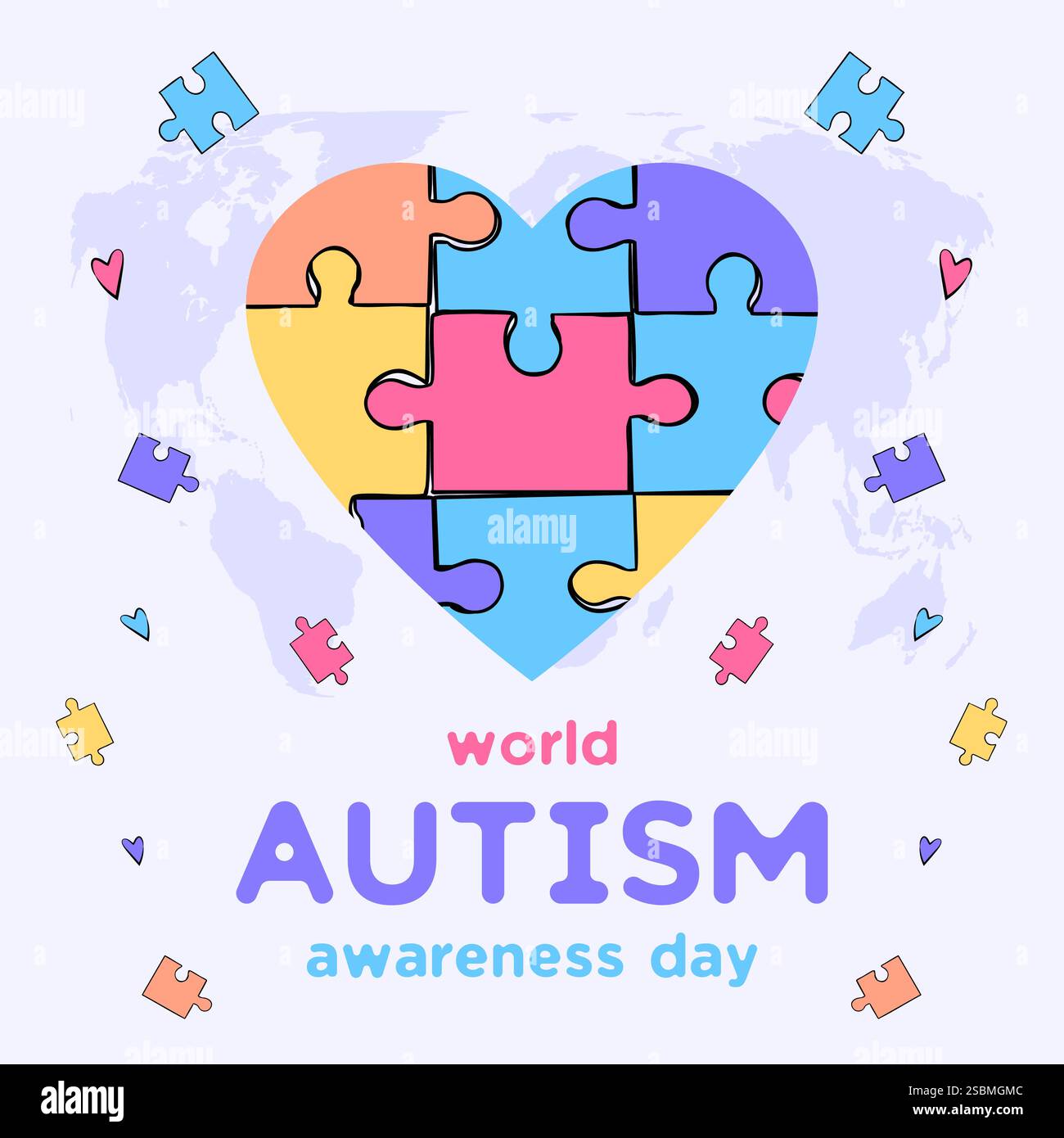 hand drawn world autism awareness day illustration design Stock Vector ...