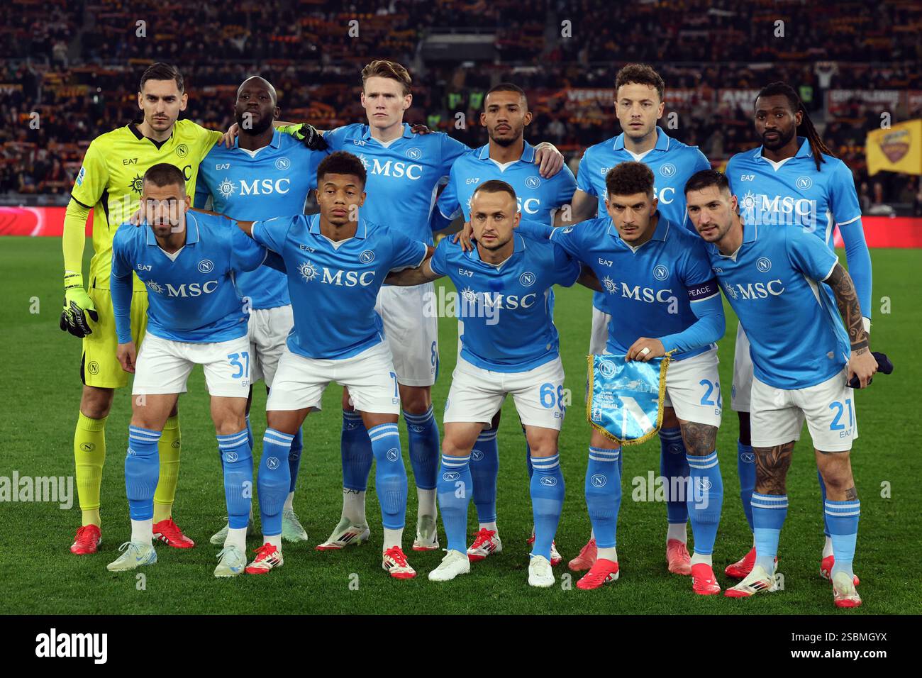 Rome, Italy. 02nd Feb, 2025. Napoli team seen before the Italian ...