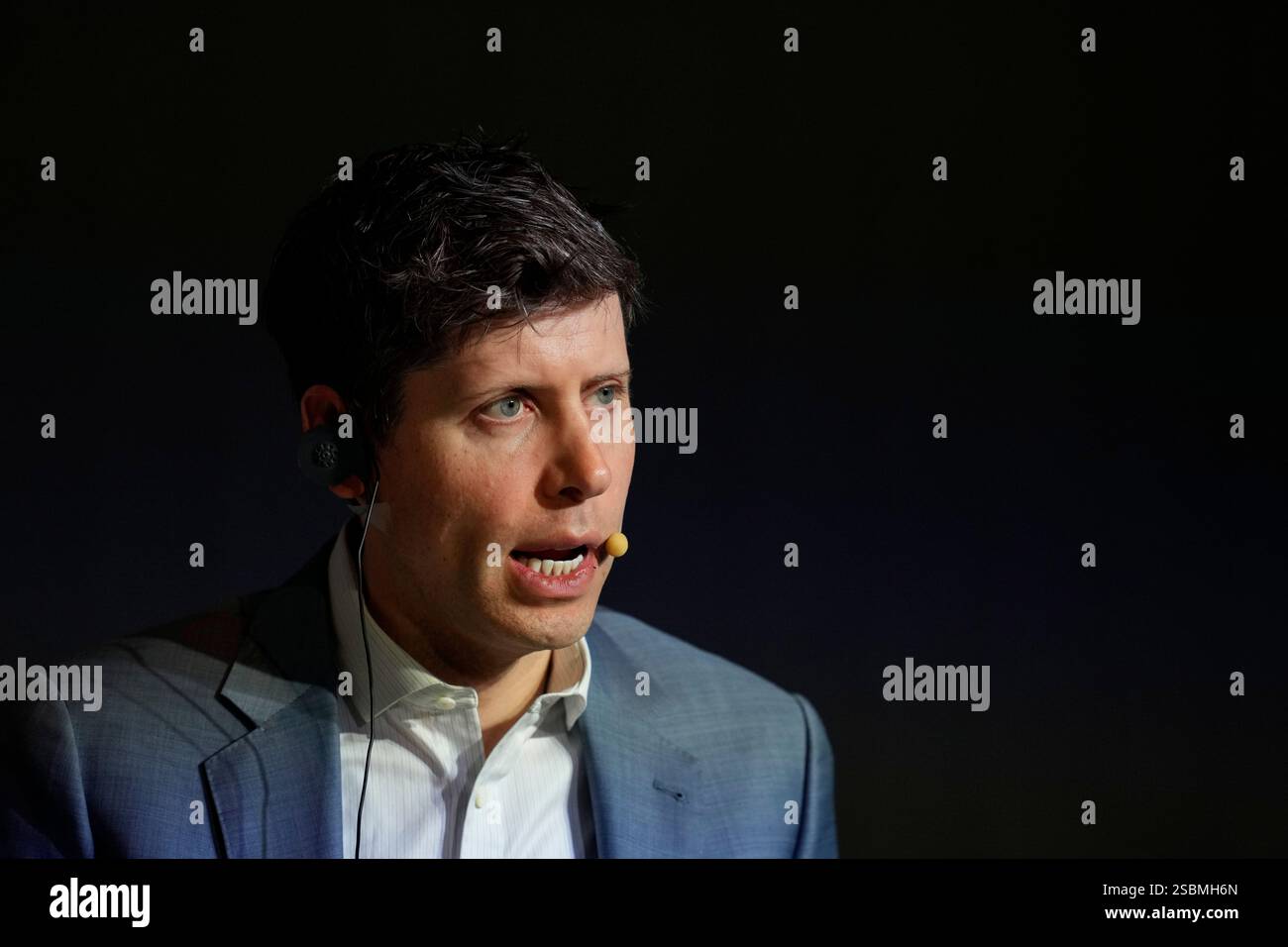 OpenAI CEO Sam Altman speaks as he attends at the Kakao media day with ...