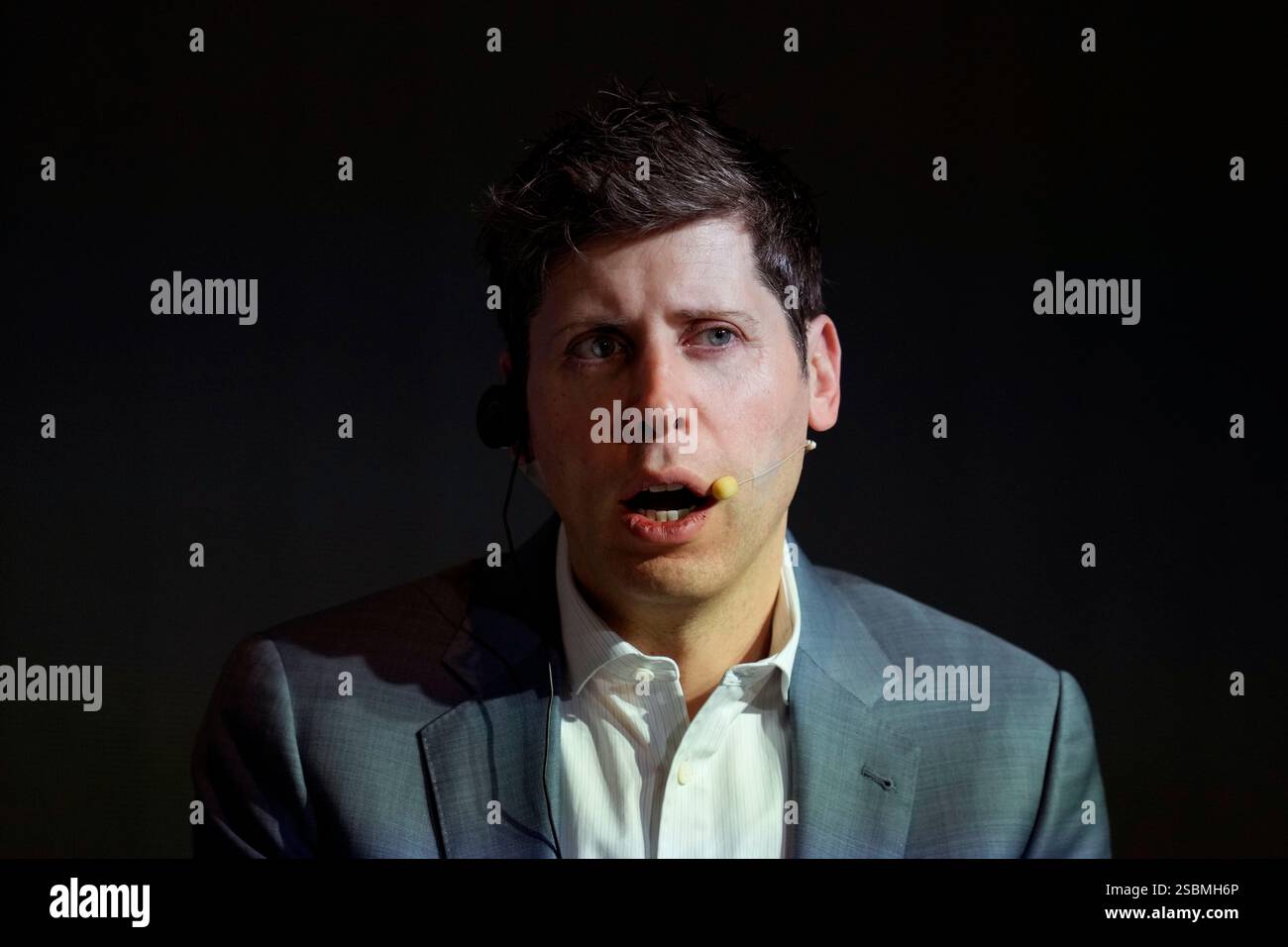 OpenAI CEO Sam Altman speaks as he attends at the Kakao media day with ...