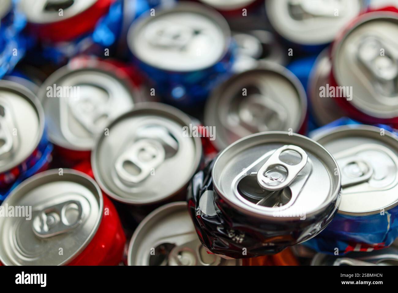 recycle aluminum metal crushed can waste background Stock Photo - Alamy