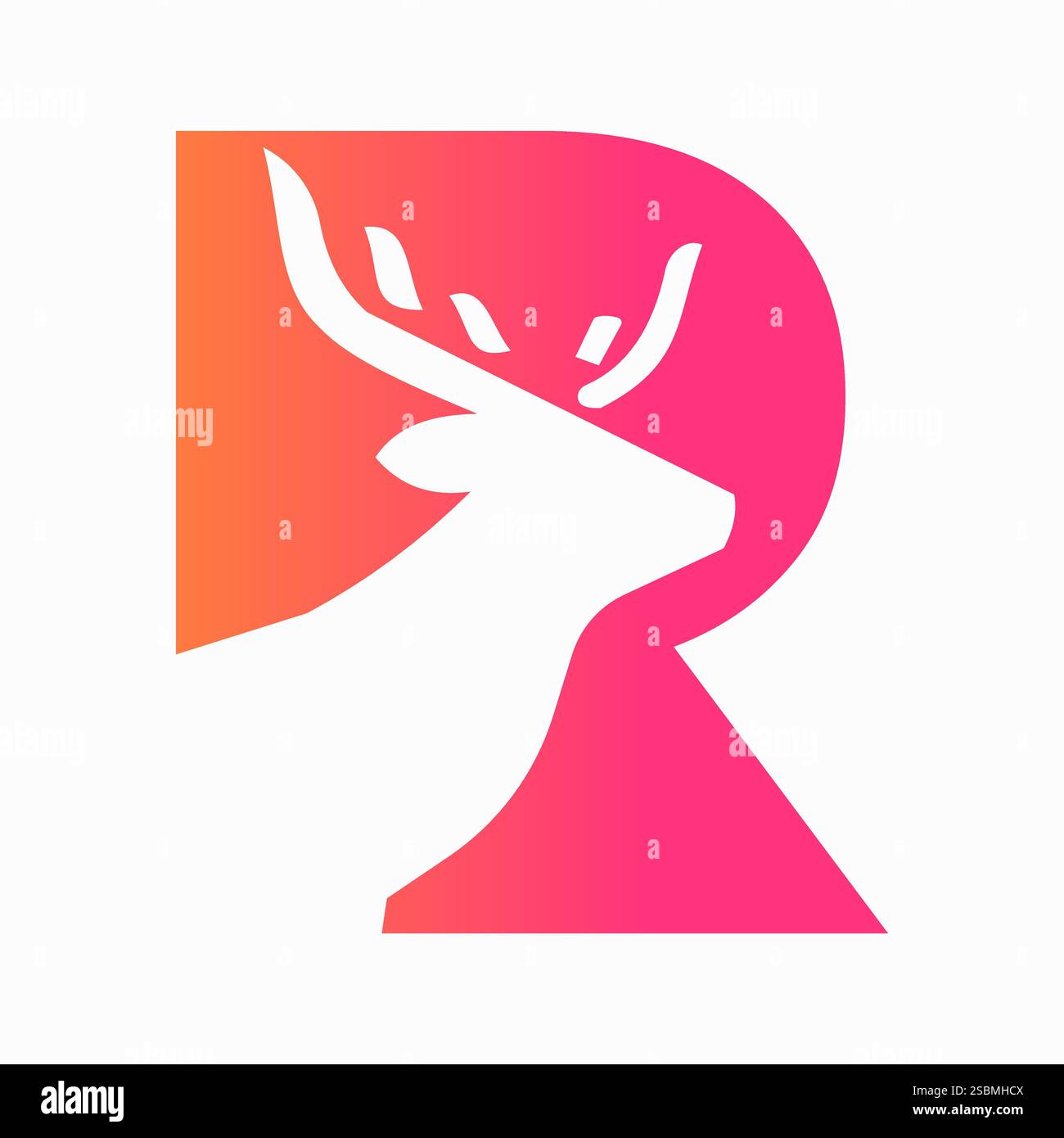 Initial Letter R Deer Logo Concept With Minimal Deer Head Symbol Vector ...