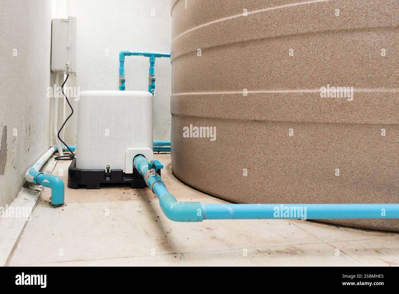 automatic water pump station outside the house Stock Photo - Alamy