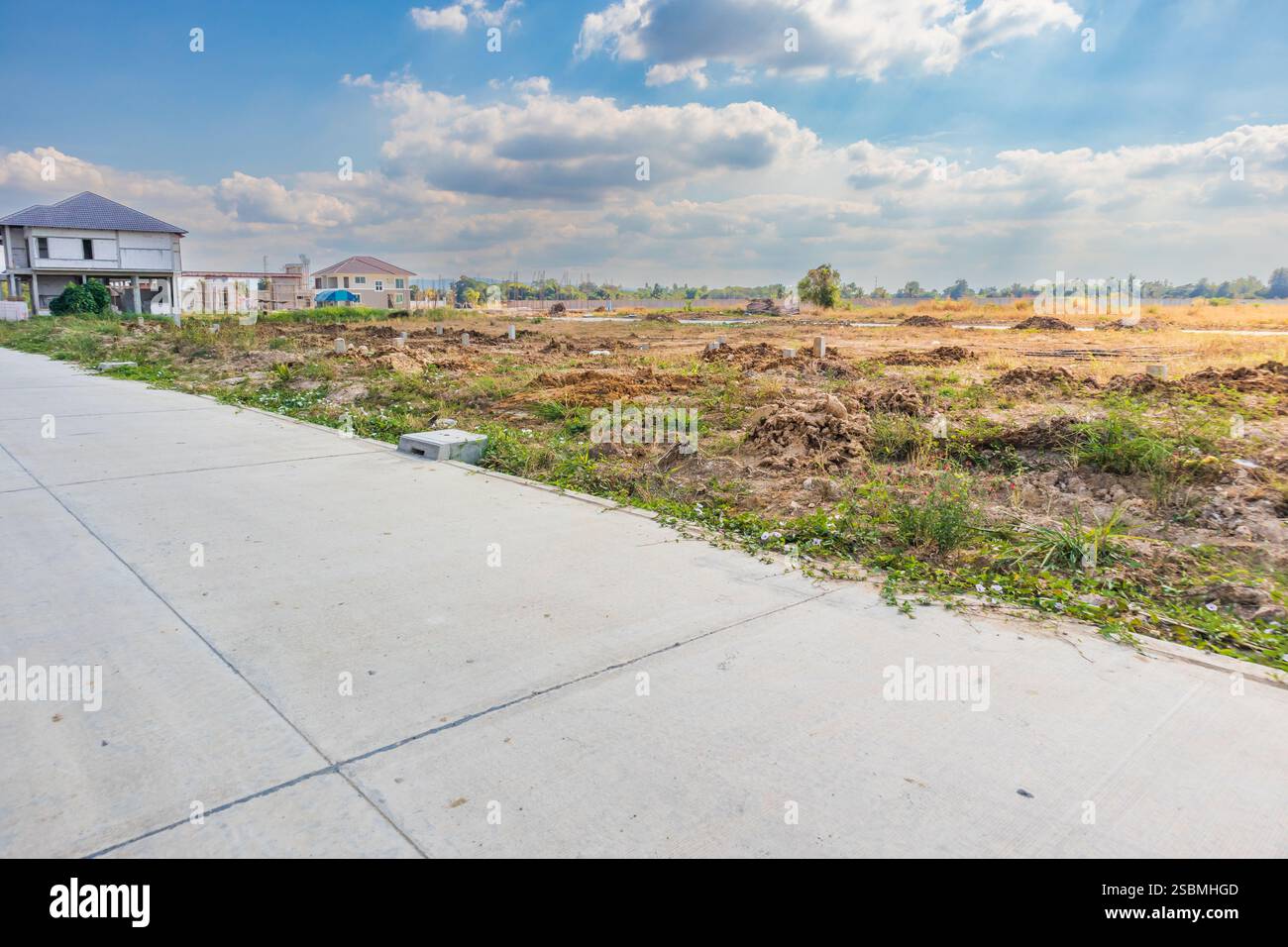 Empty land for housing estate development construction new house ...