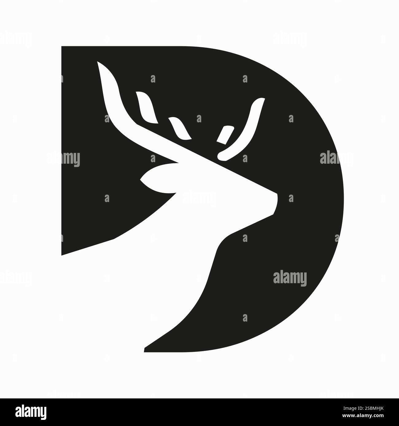 Initial Letter D Deer Logo Concept With Minimal Deer Head Symbol Vector ...