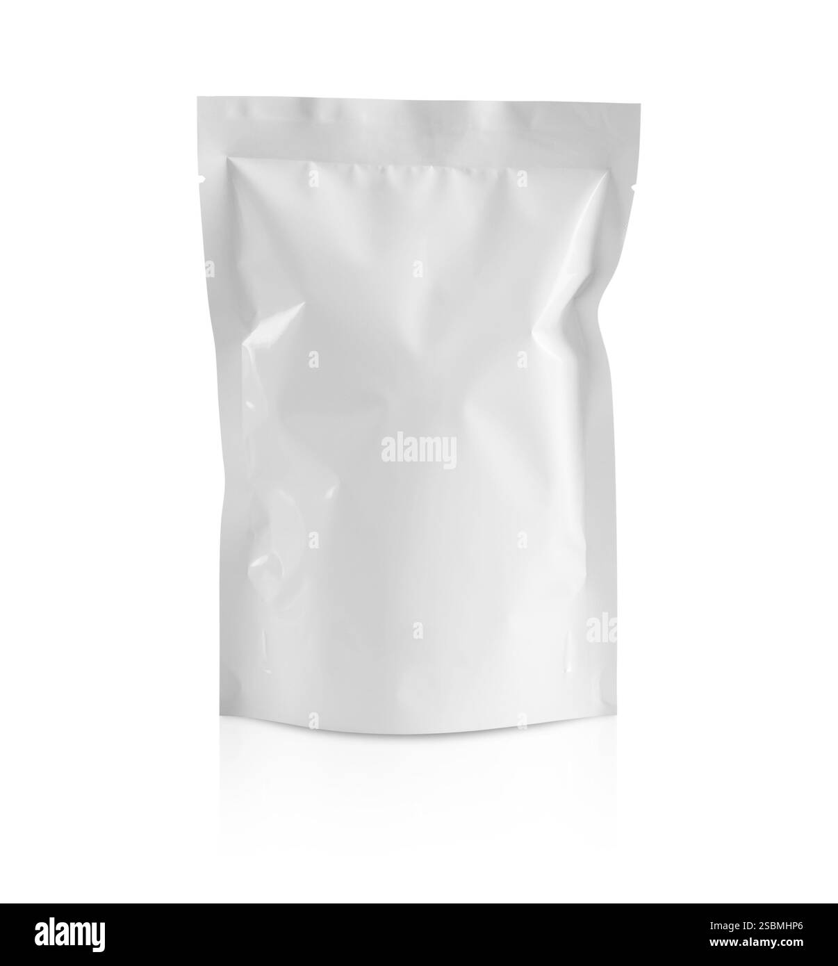 Blank white aluminium foil plastic pouch bag sachet packaging mockup ...