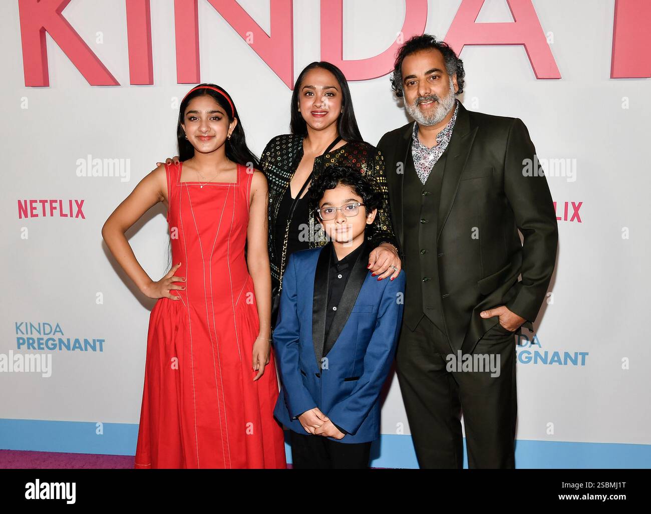 Aalok Mehta, right, and family attend the premiere of Netflix's "Kinda ...