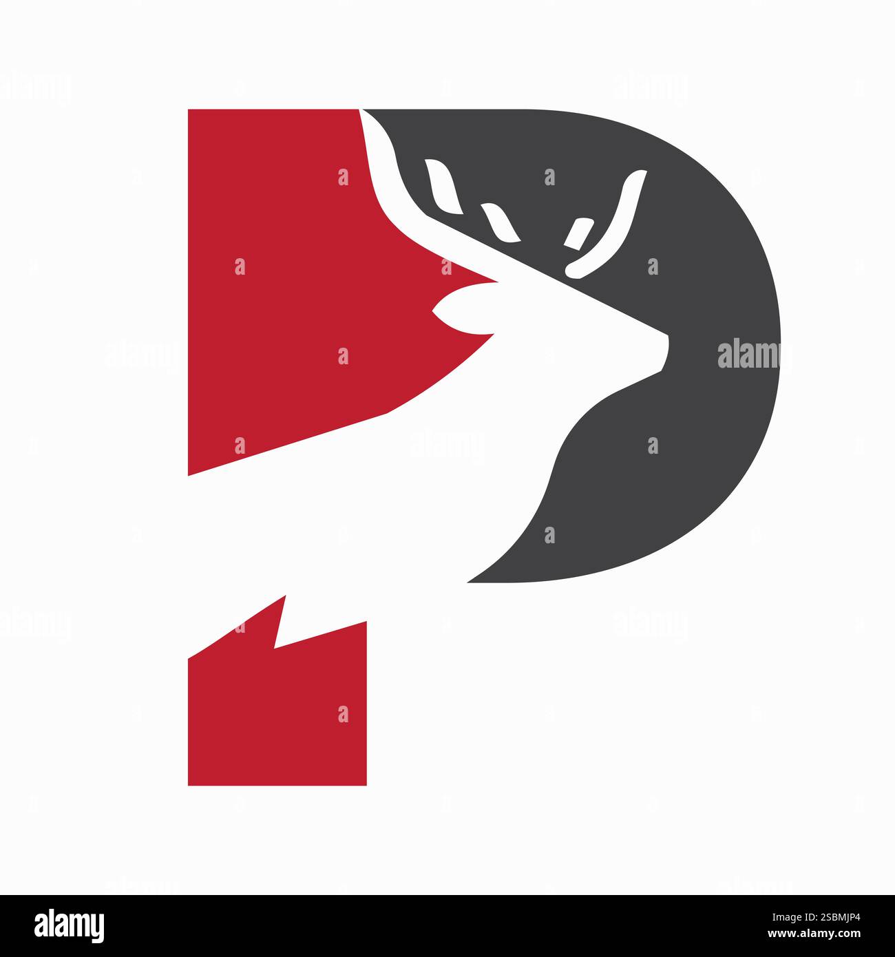 Initial Letter P Deer Logo Concept With Minimal Deer Head Symbol Vector ...