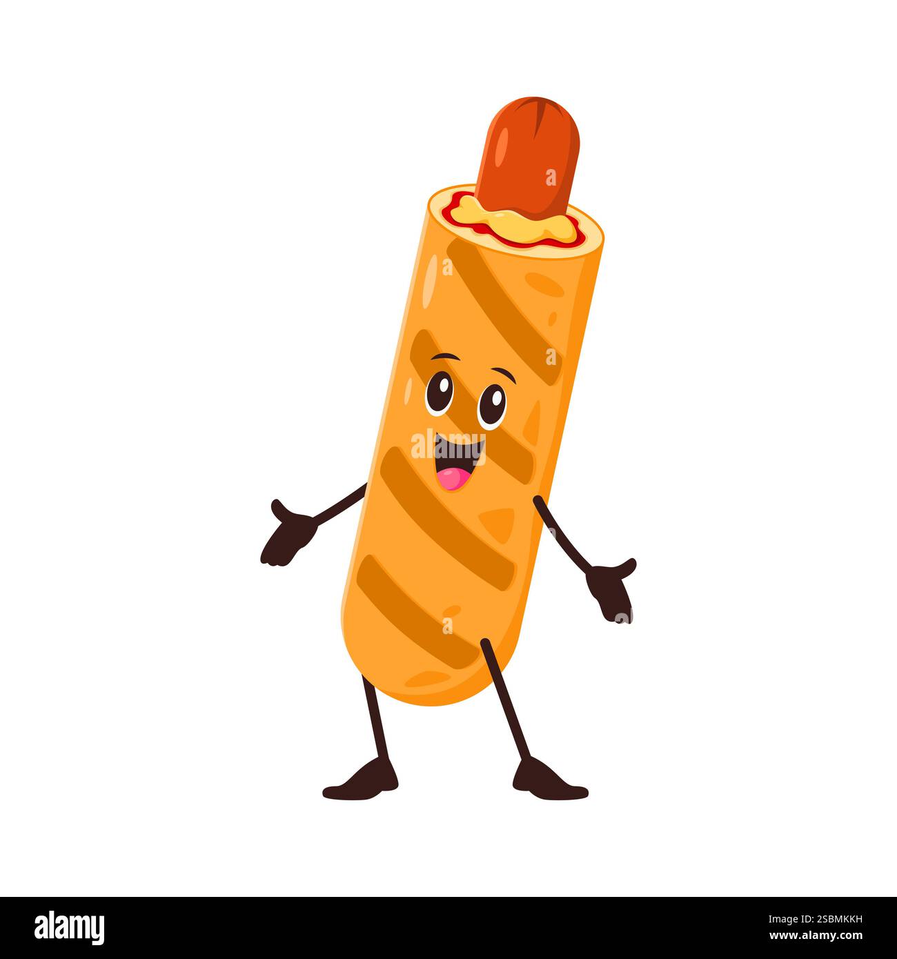 Cartoon funny corndog fast food character exuding a playful and ...