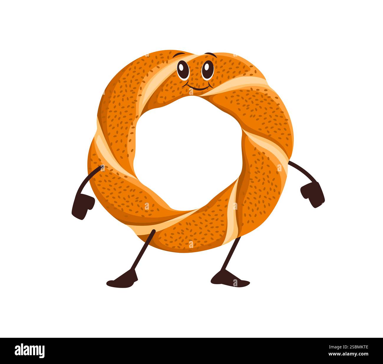 Cartoon funny Turkish bagel simit bakery, bread and pastry fast food ...