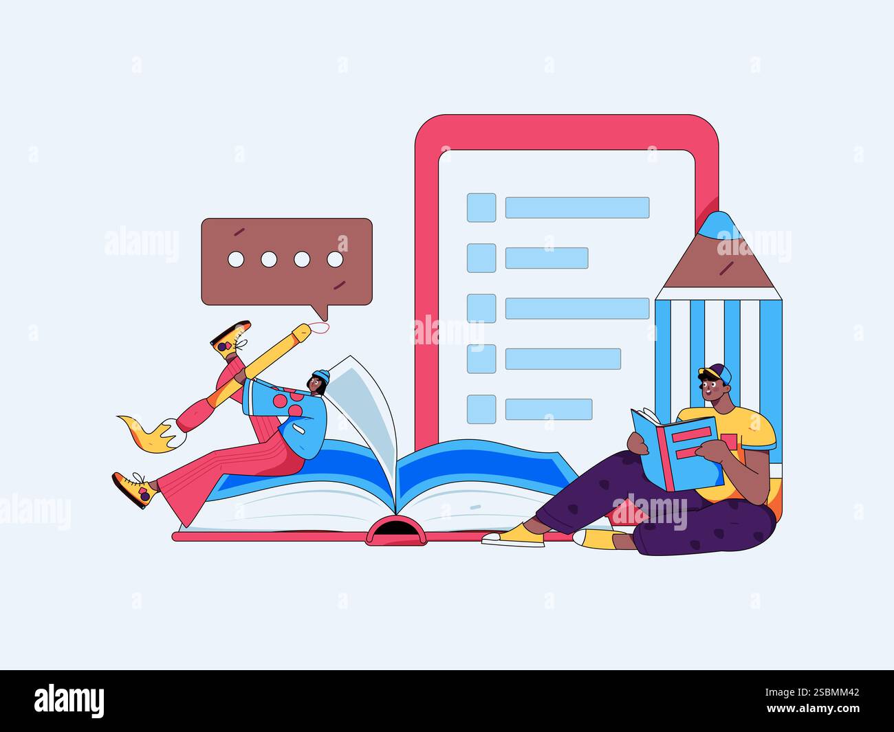 Education and learning people flat vector concept hand drawn ...