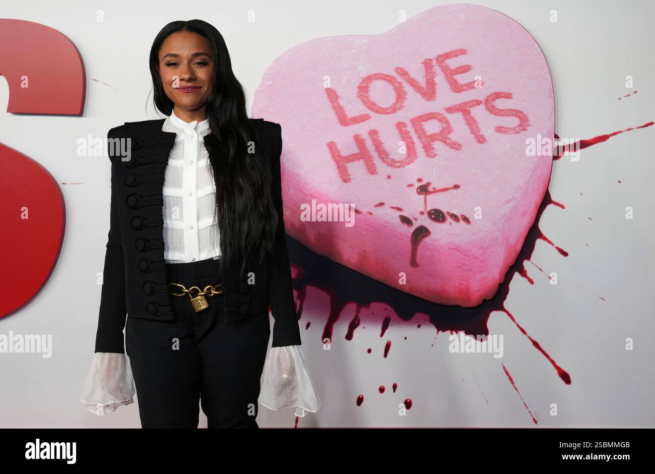 Ariana DeBose arrives at the premiere of "Love Hurts" on Monday, Feb. 3, 2025, at the TCL ...