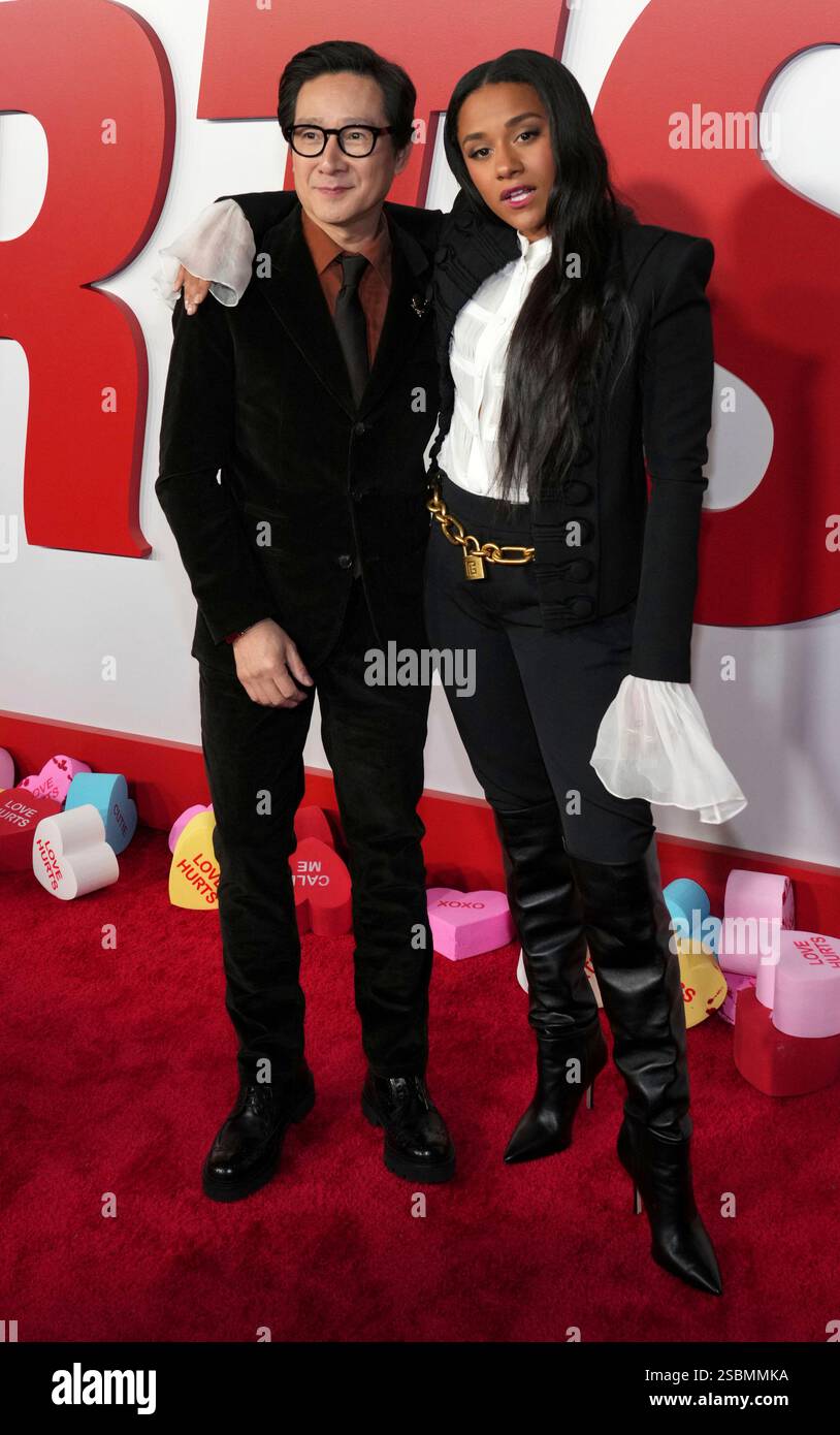 Ke Huy Quan, left, and Ariana DeBose arrive at the premiere of "Love Hurts" on Monday, Feb. 3 ...