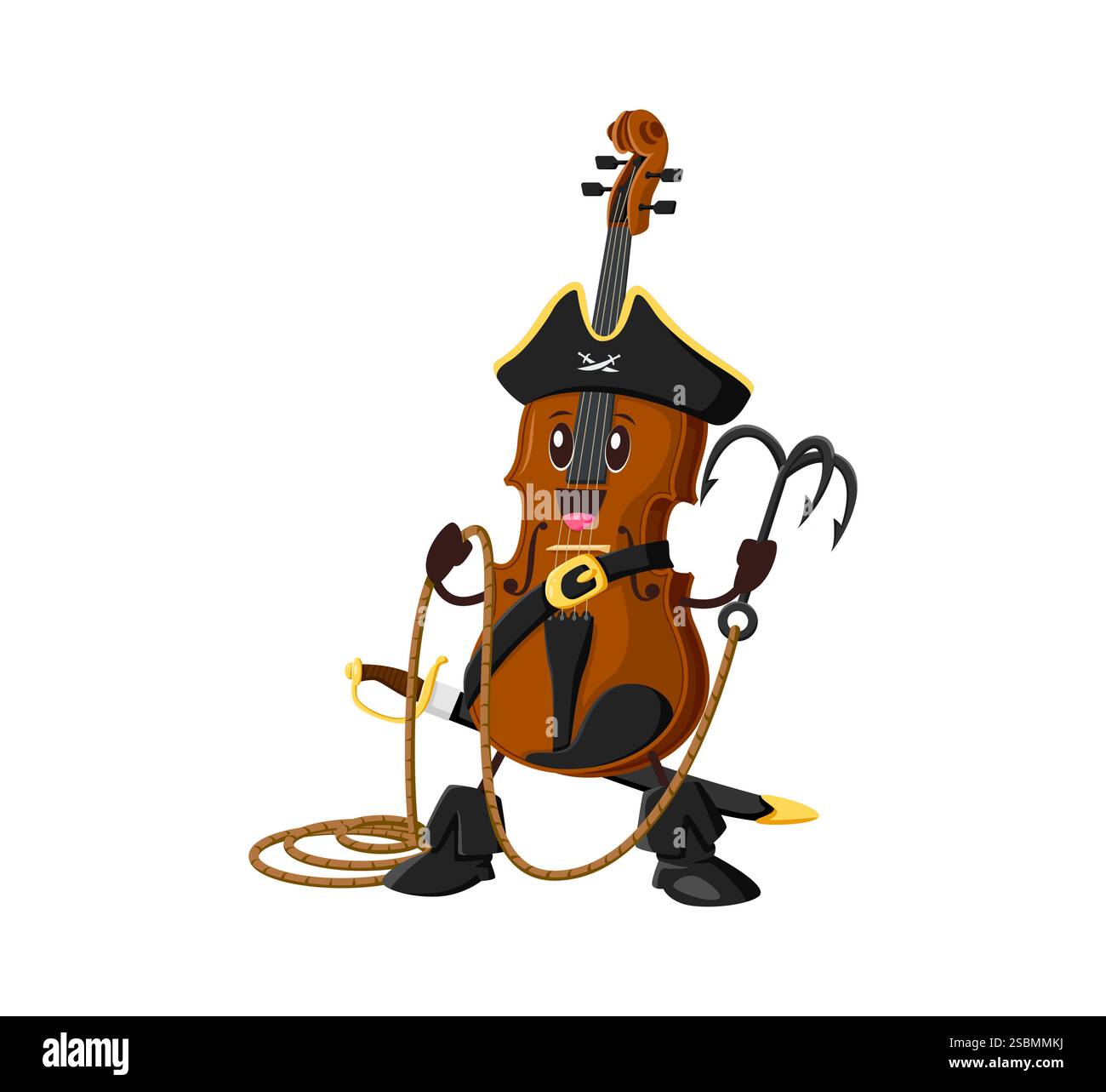 Cartoon groovy violin pirate or corsair character, vector musical ...