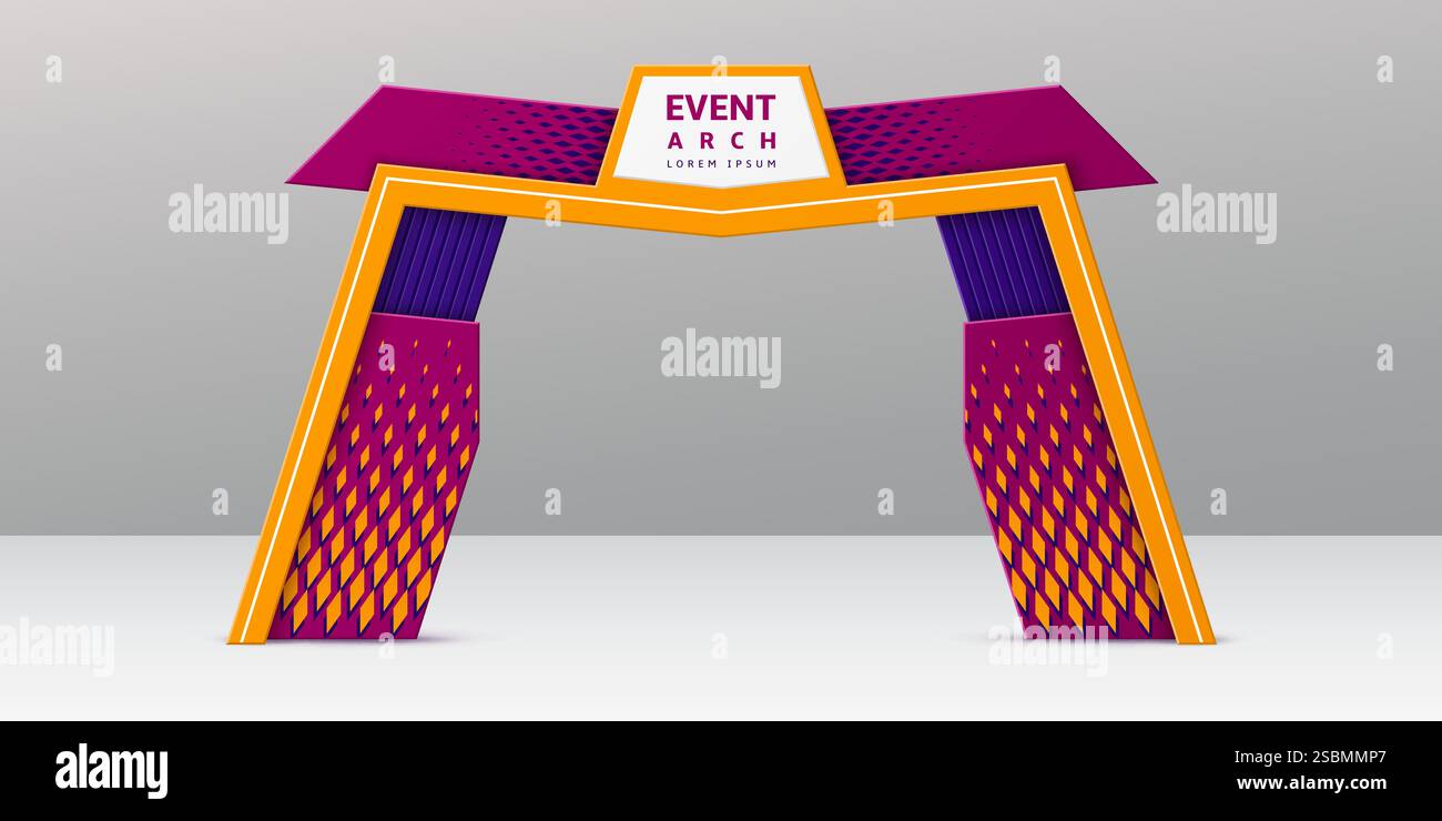 Exhibition event geometric arch. Realistic 3d vector entrance or entry ...