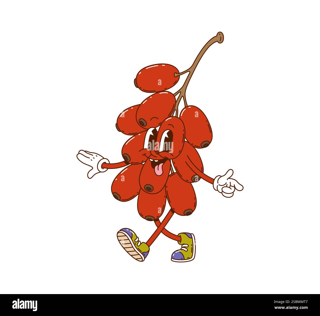 Cartoon groovy barberry berry foolish character. Forest wild berry ...