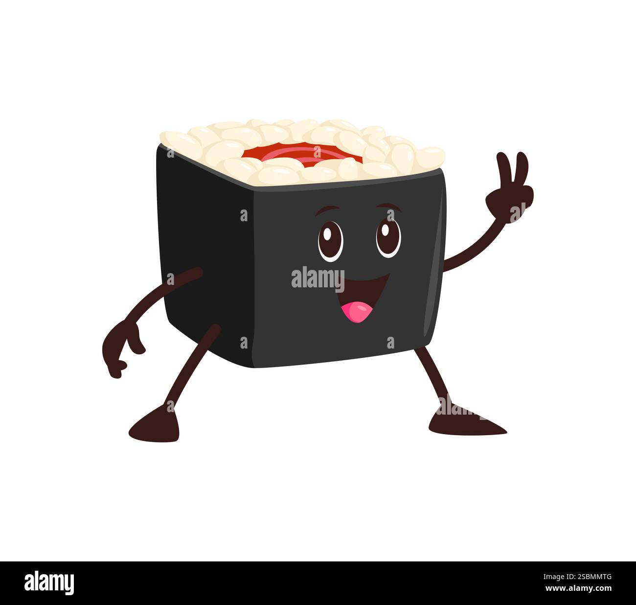 Cartoon funny Japanese roll fast food character. Isolated vector ...