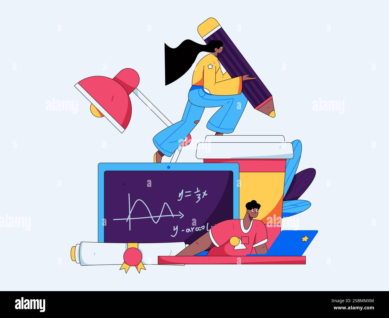 Education and learning people flat vector concept hand drawn ...