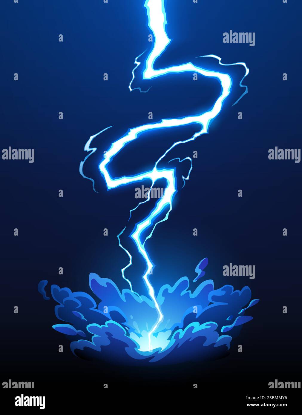 Cartoon blue thunderbolt lightning, game thunder bolt effect, electric thunderstorm conveys ...