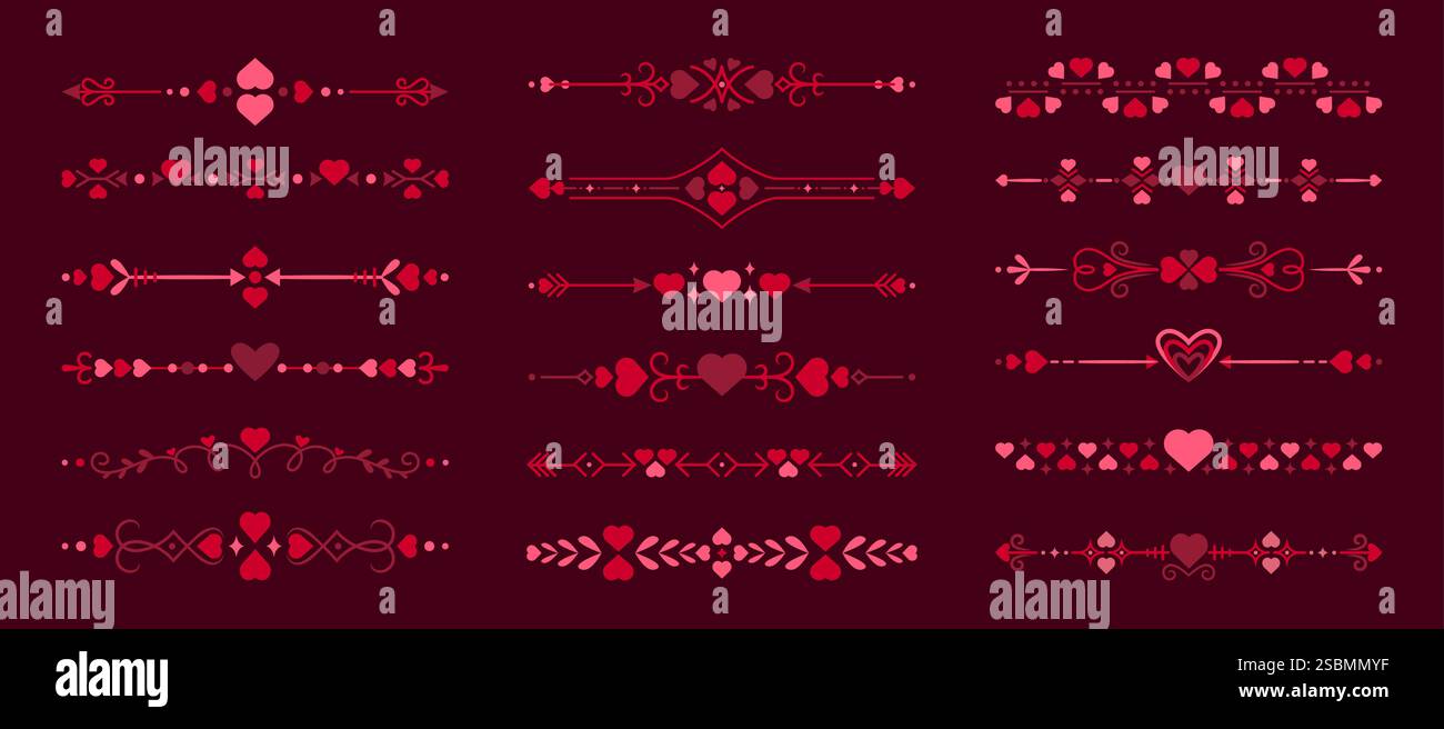 Heart dividers set for Valentine day or love wedding and marriage ...