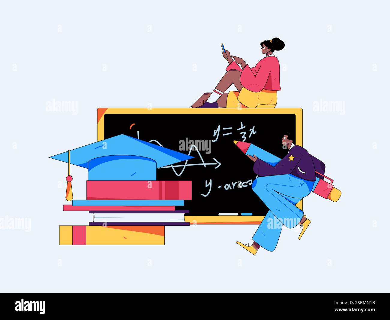Education and learning people flat vector concept hand drawn ...