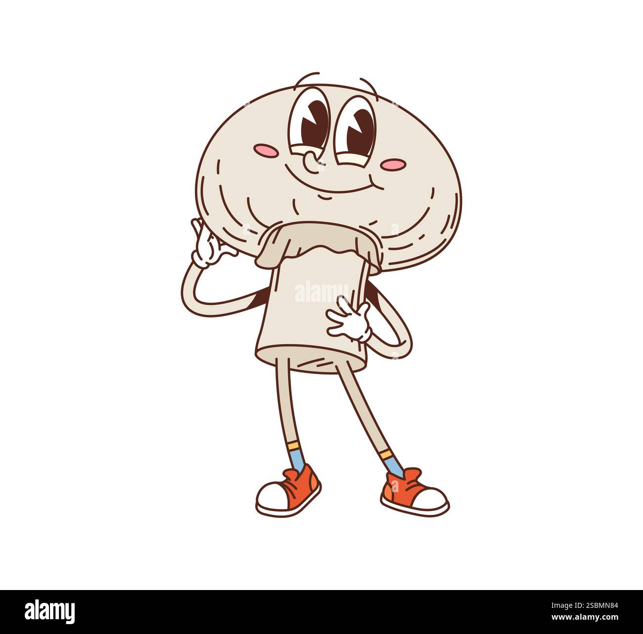 Cartoon groovy champignon vegetable character. Isolated vector cheerful ...