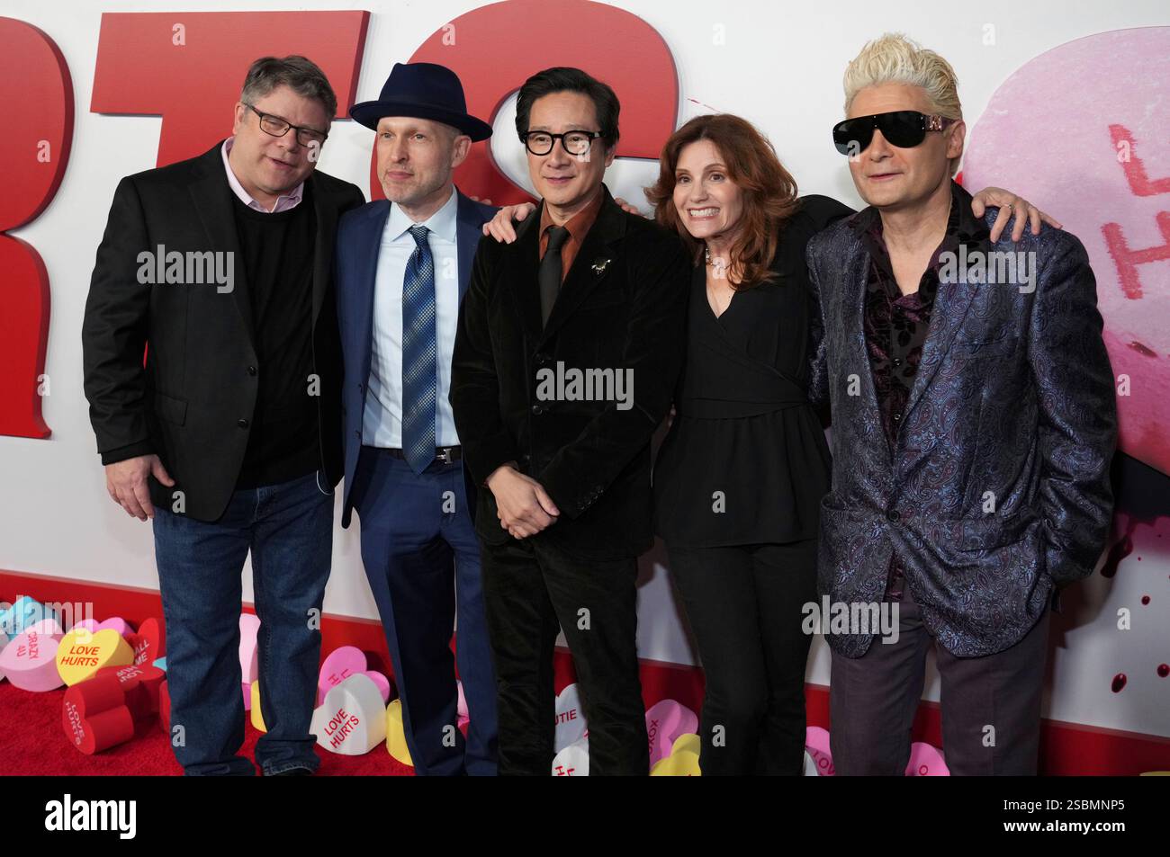 Sean Astin, from left, Jeff Cohen, Ke Huy Quan, Kerri Green and Corey Feldman arrive at the ...