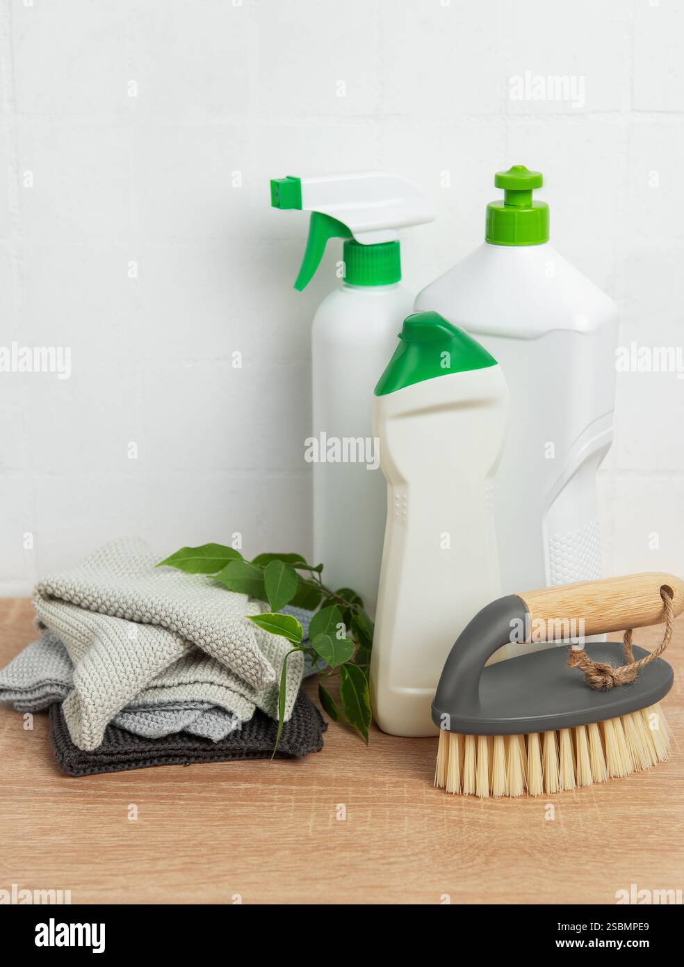 Promoting sustainable housework, eco friendly cleaning products stand ...